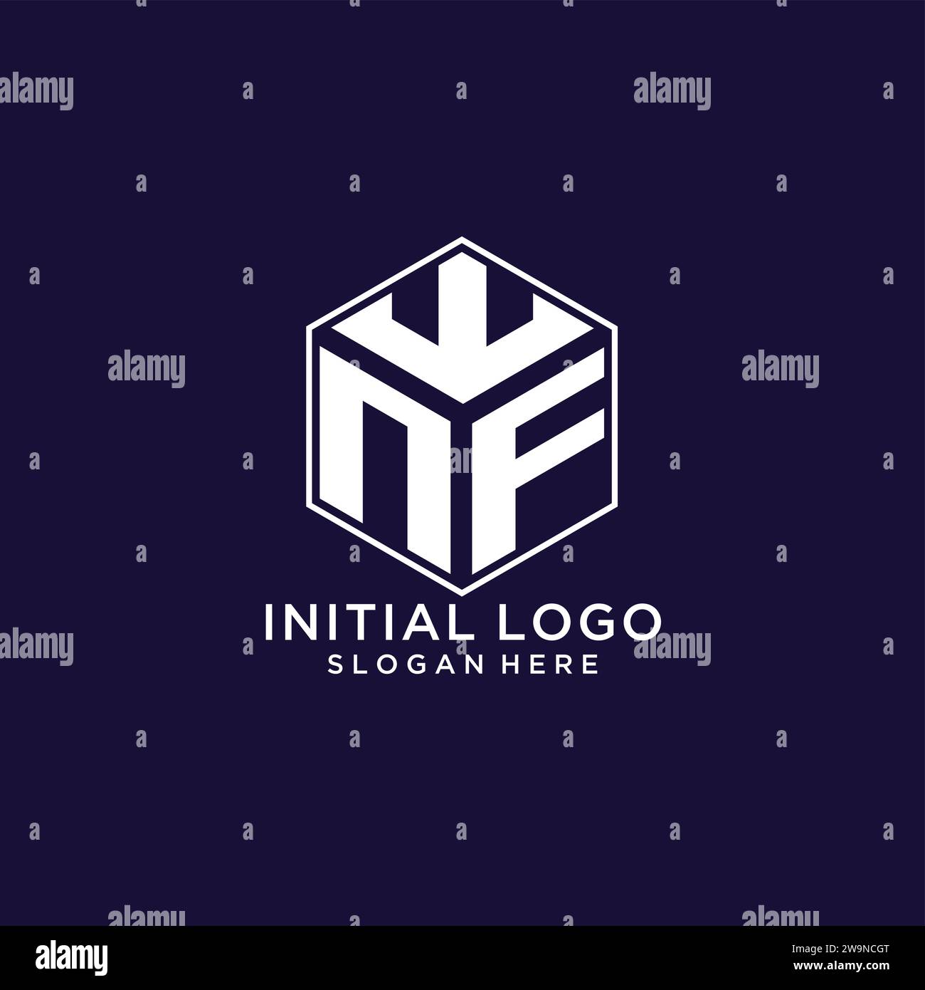 Initials NF logo hexagon shape, creative geometric logo design concept ...
