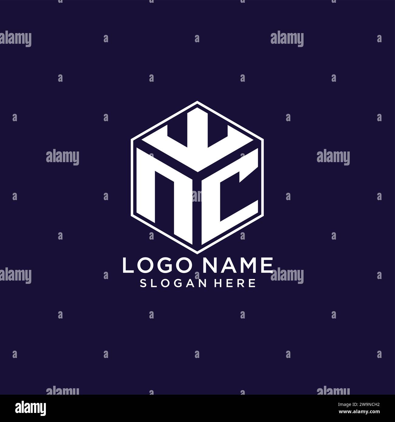 Initials NC logo hexagon shape, creative geometric logo design concept ...