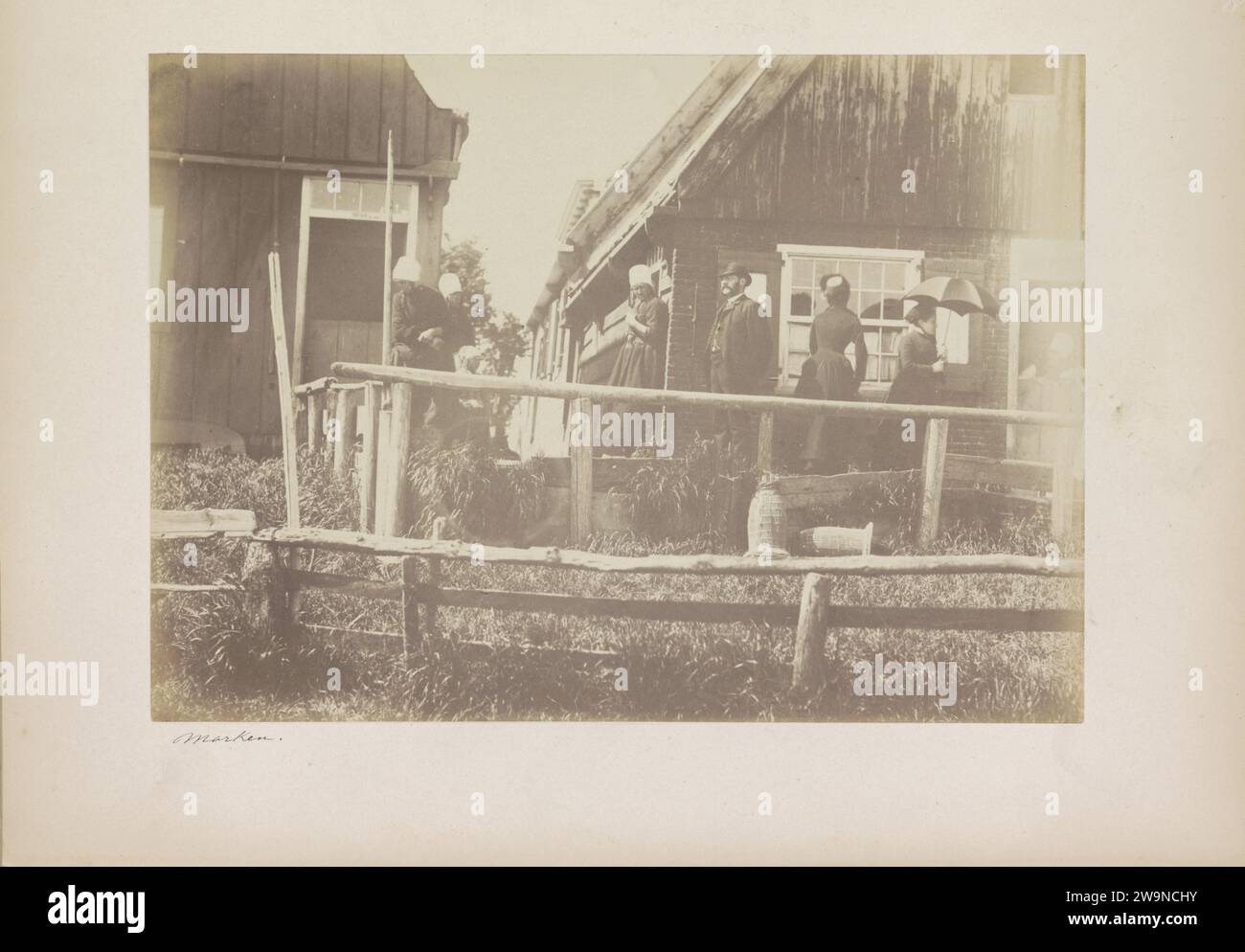 Girls in traditional costumes and tourists on Marken, c. 1885 - c. 1900 ...
