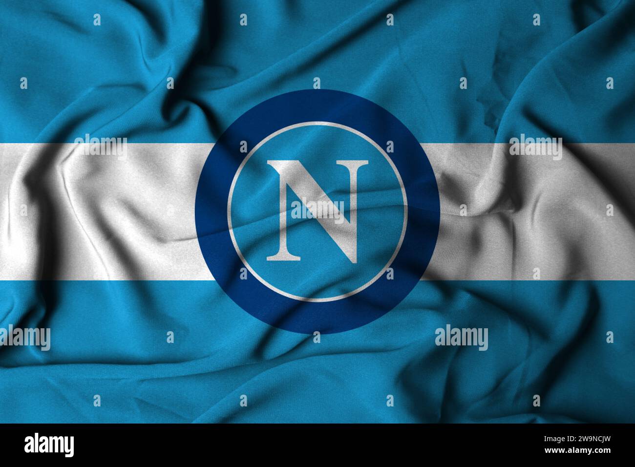 Selective focus of Napoli logo. Football club in the city of Naples ...