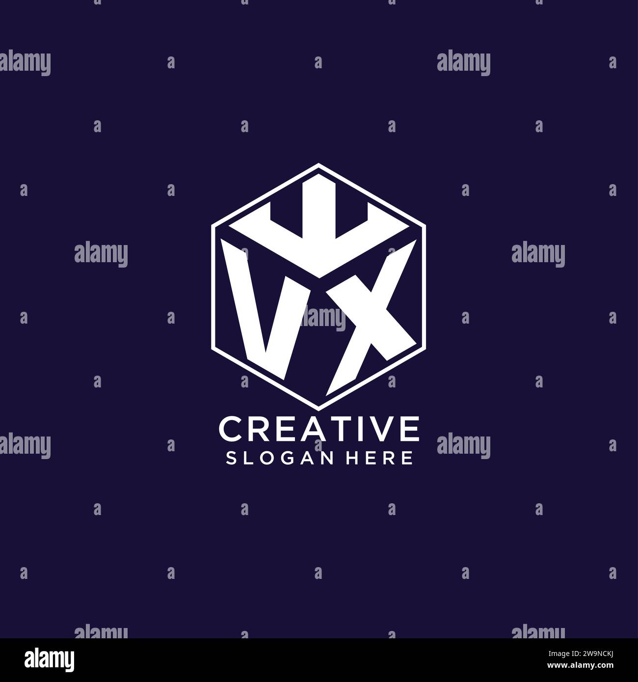 Initials VX logo hexagon shape, creative geometric logo design concept ...