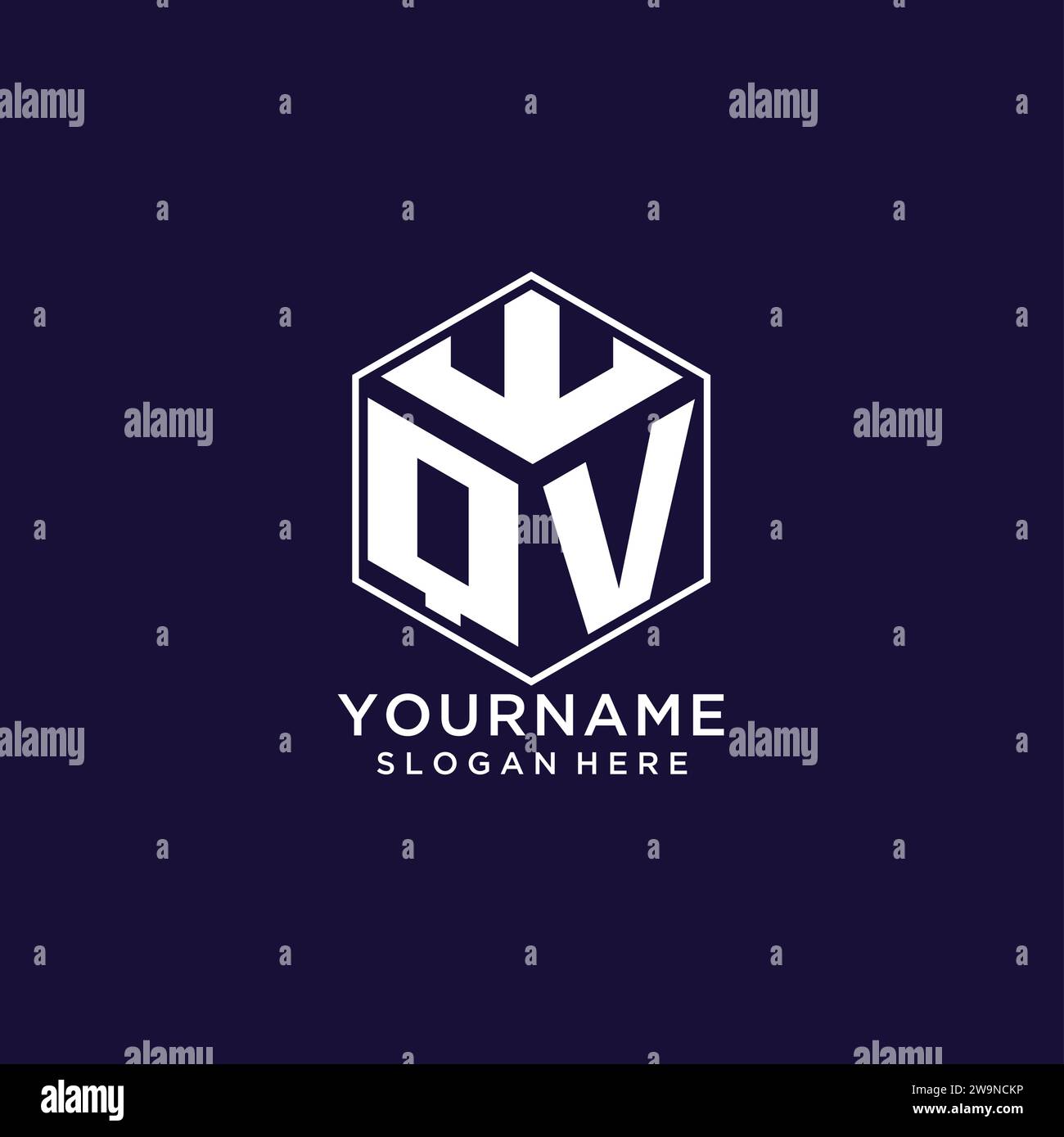 Initials QV logo hexagon shape, creative geometric logo design concept ...