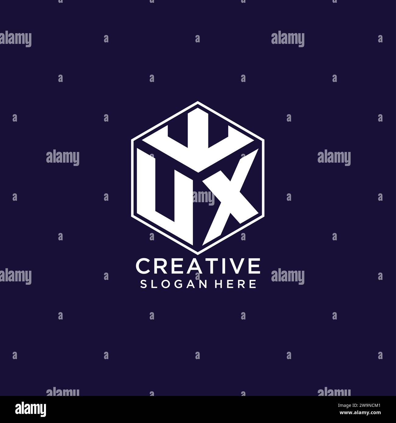 Initials UX logo hexagon shape, creative geometric logo design concept vector graphic Stock ...
