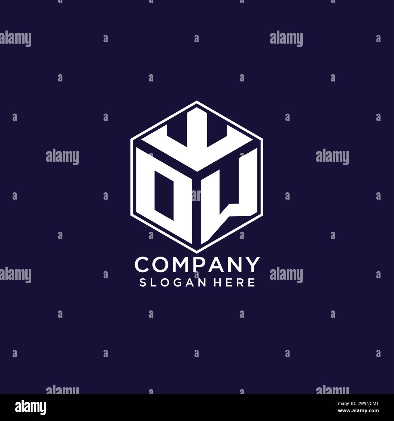 Initials OW logo hexagon shape, creative geometric logo design concept ...