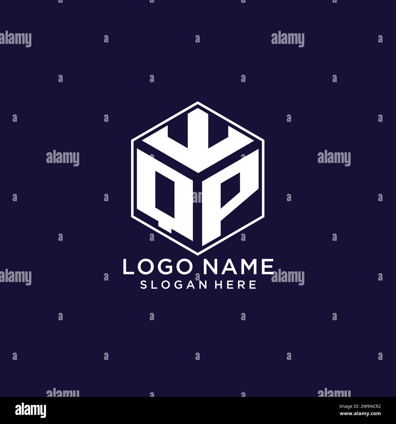 Initials QP logo hexagon shape, creative geometric logo design concept ...