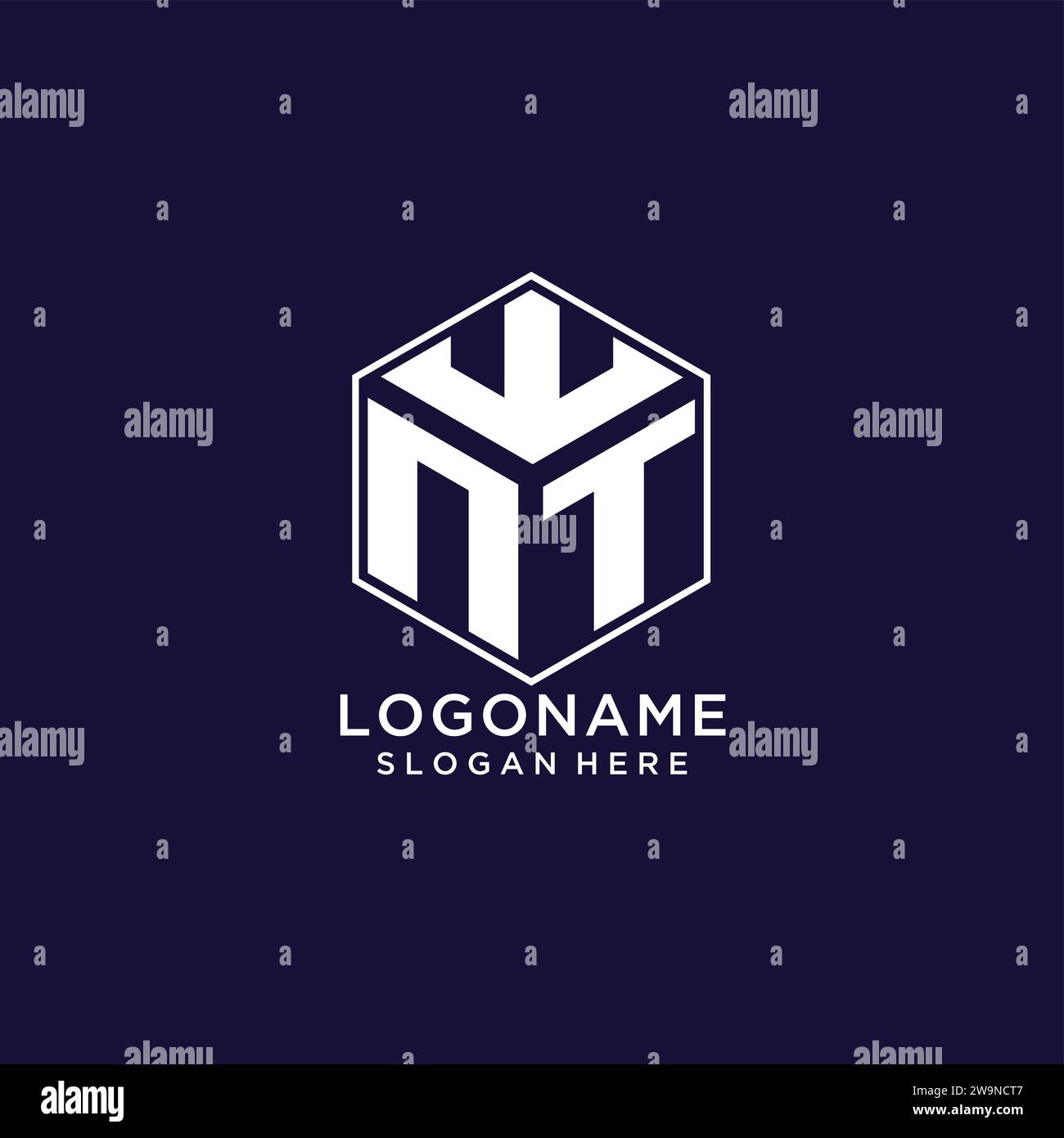 Initials NT logo hexagon shape, creative geometric logo design concept ...