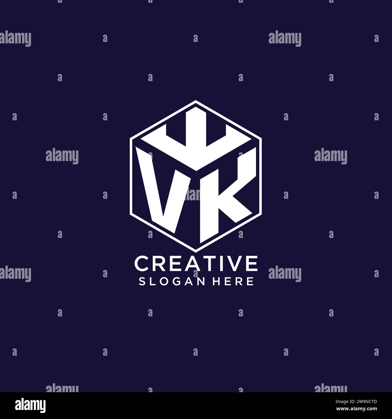 Initials VK logo hexagon shape, creative geometric logo design concept ...