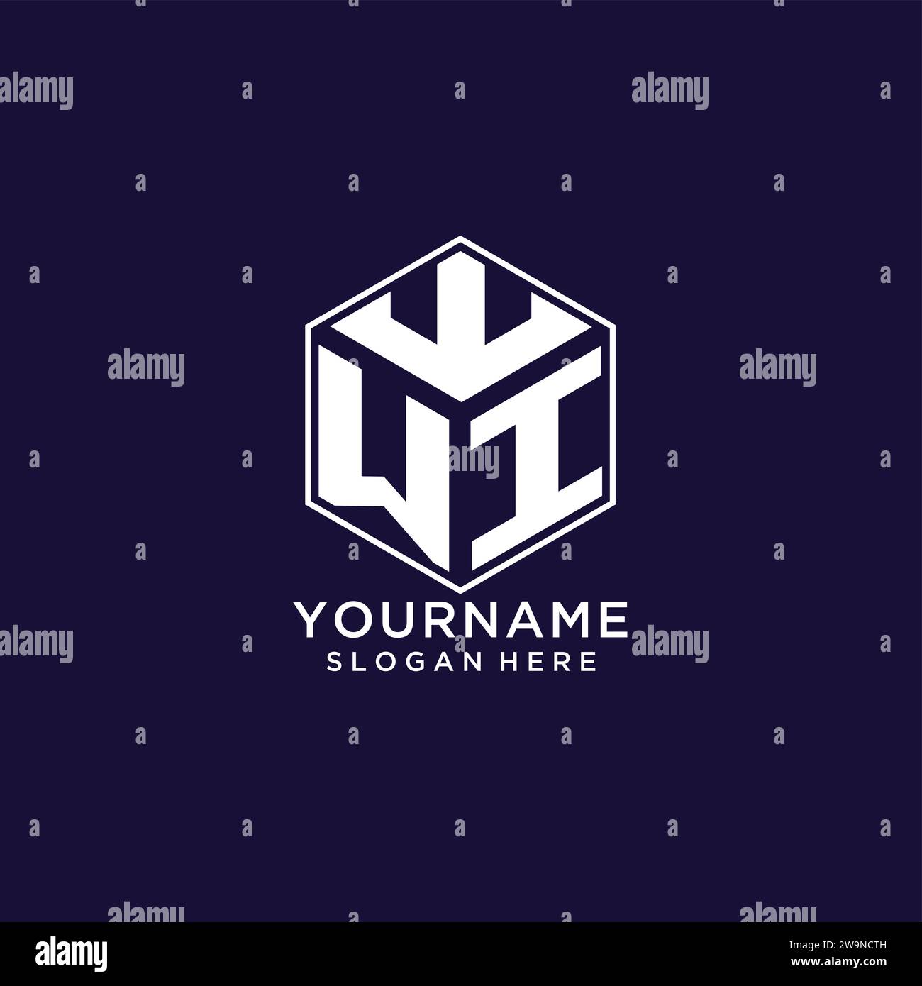 Initials WI logo hexagon shape, creative geometric logo design concept ...