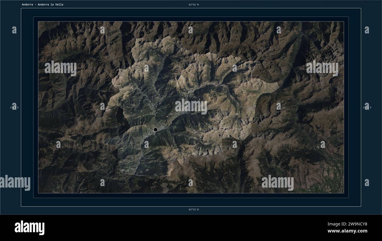 Andorra highlighted on a high resolution satellite map map with the ...