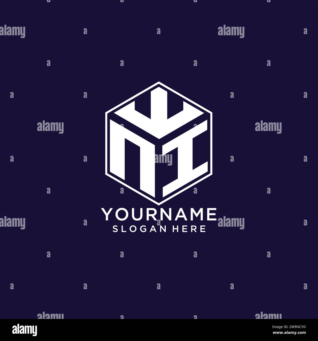 Initials NI logo hexagon shape, creative geometric logo design concept ...