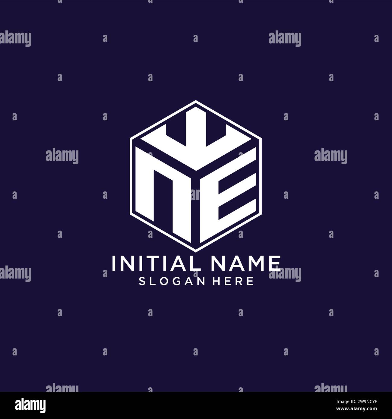 Initials NE logo hexagon shape, creative geometric logo design concept ...