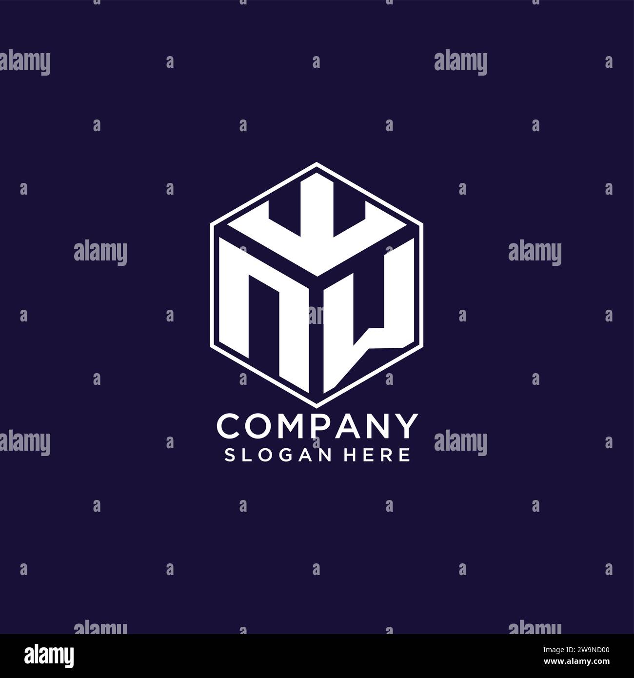 Initials NW logo hexagon shape, creative geometric logo design concept ...