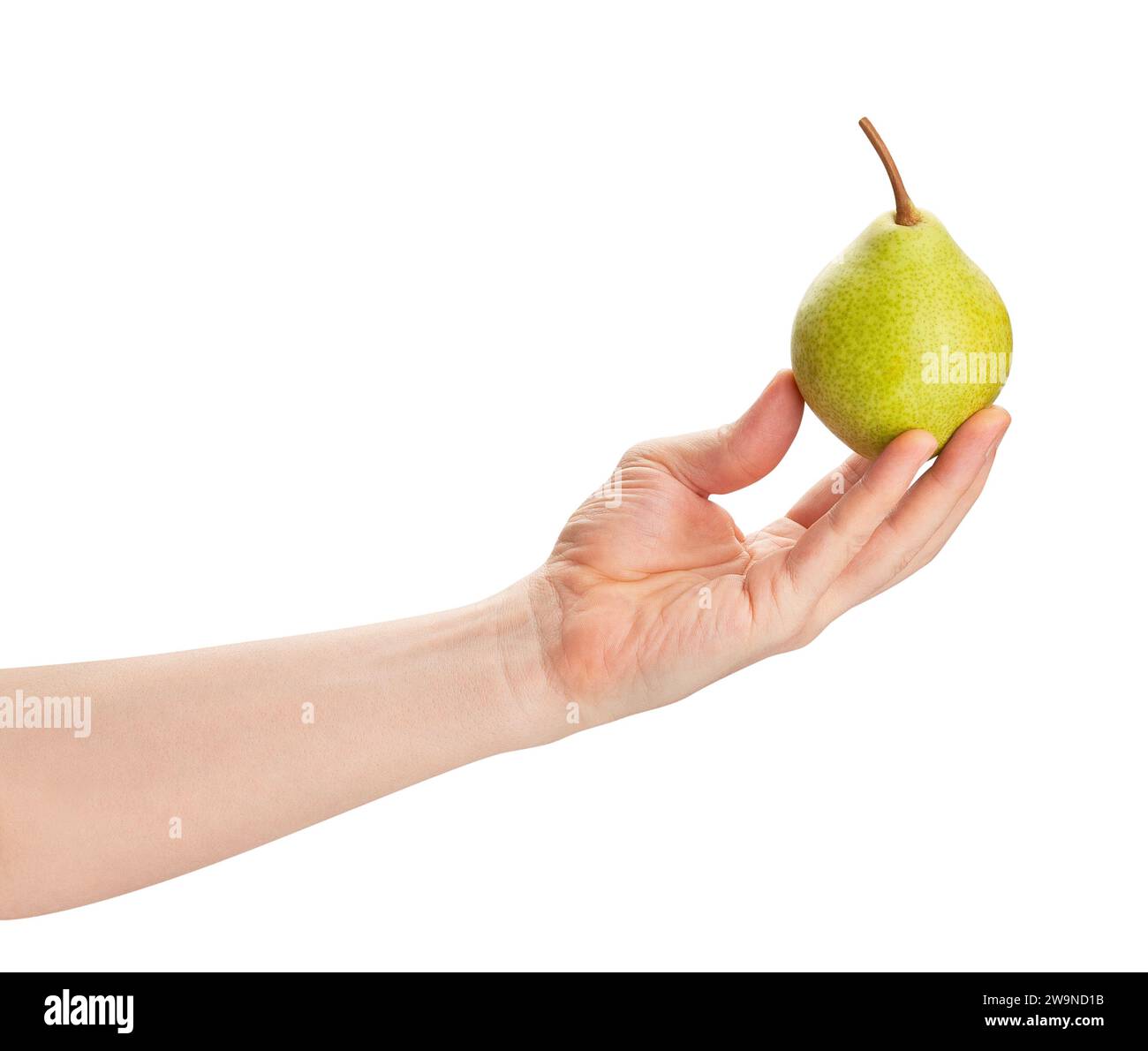 Pear in hand on Cut Out Stock Images & Pictures - Alamy