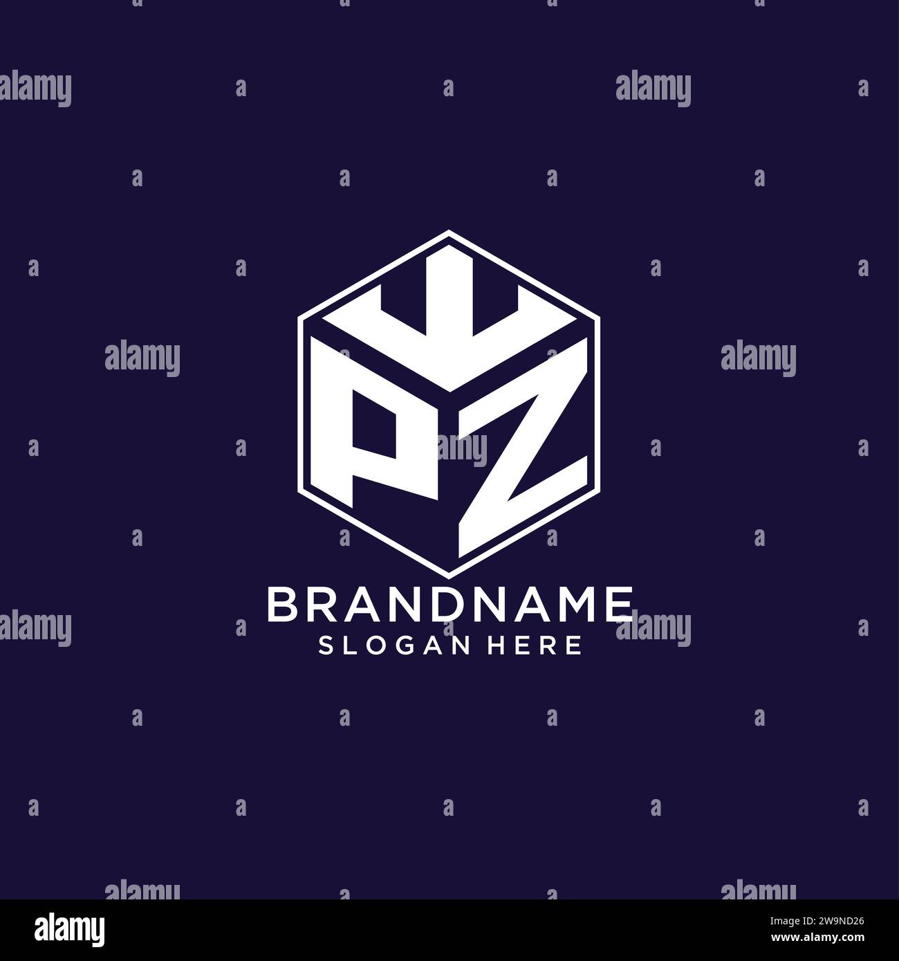 Initials PZ logo hexagon shape, creative geometric logo design concept ...
