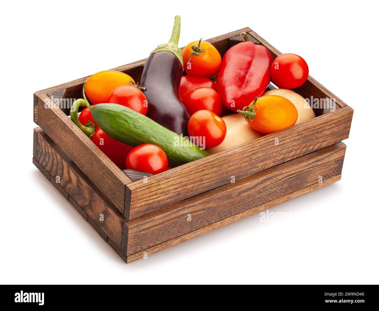 vegetables mix box path isolated on white Stock Photo - Alamy