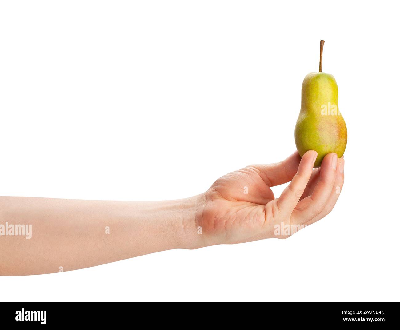 Pear in hand on Cut Out Stock Images & Pictures - Alamy