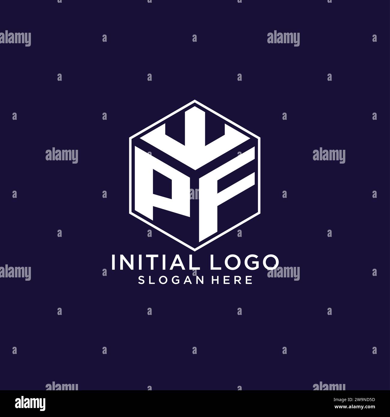 Initials PF logo hexagon shape, creative geometric logo design concept ...