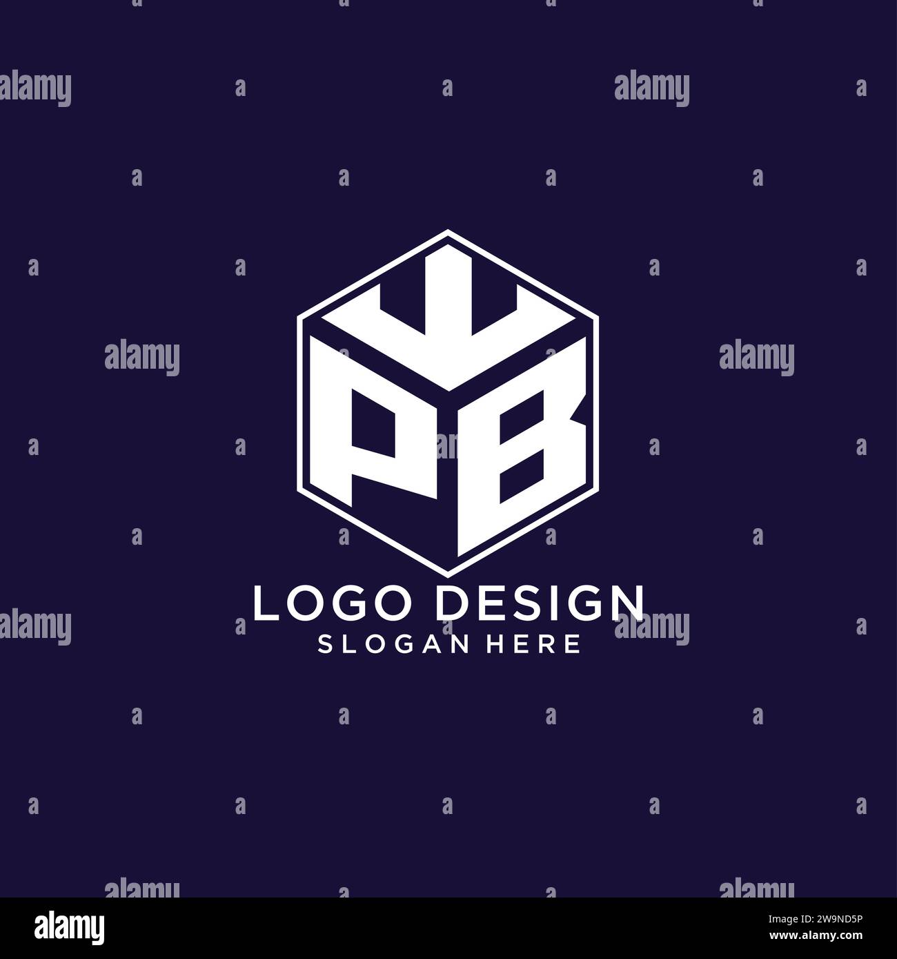 Initials PB logo hexagon shape, creative geometric logo design concept ...