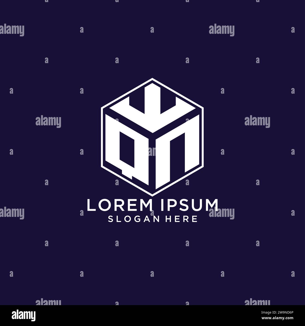 Initials QN logo hexagon shape, creative geometric logo design concept ...