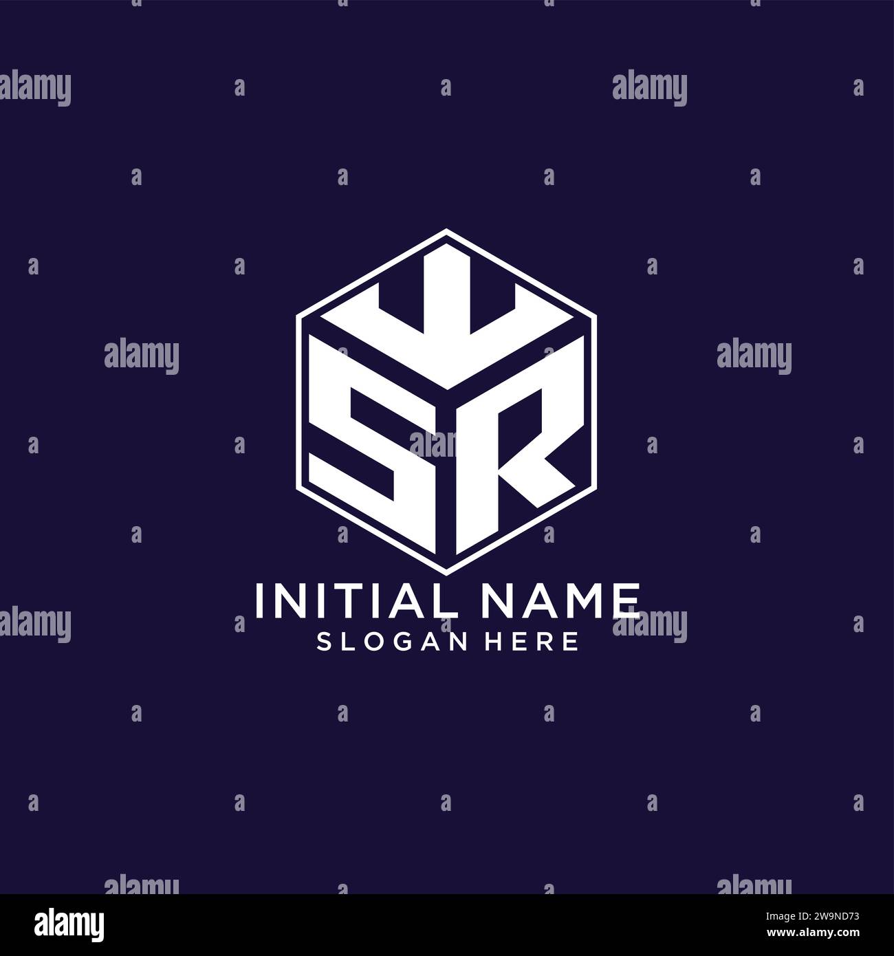 Initials SR logo hexagon shape, creative geometric logo design concept ...