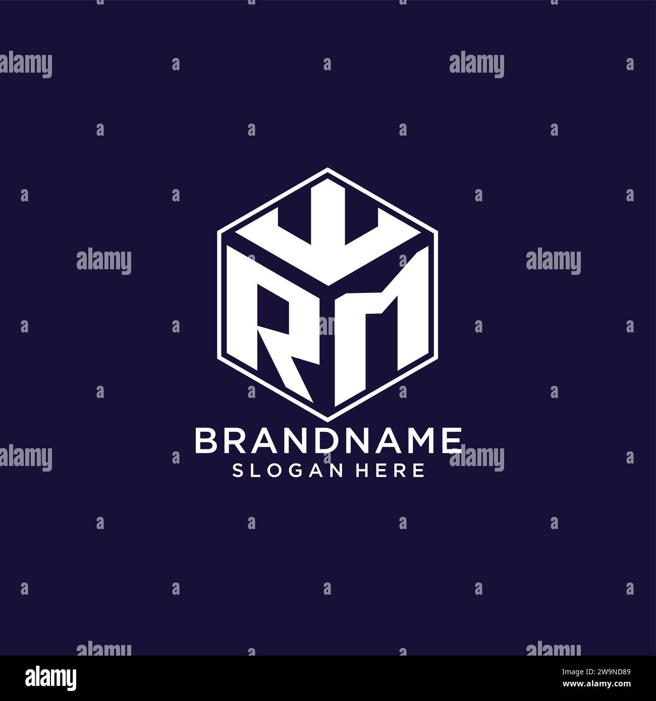 Initials RM logo hexagon shape, creative geometric logo design concept ...