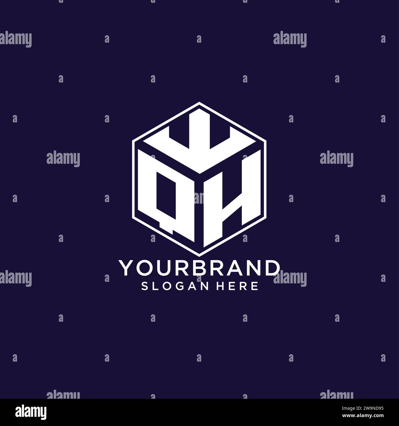 Initials QH logo hexagon shape, creative geometric logo design concept ...