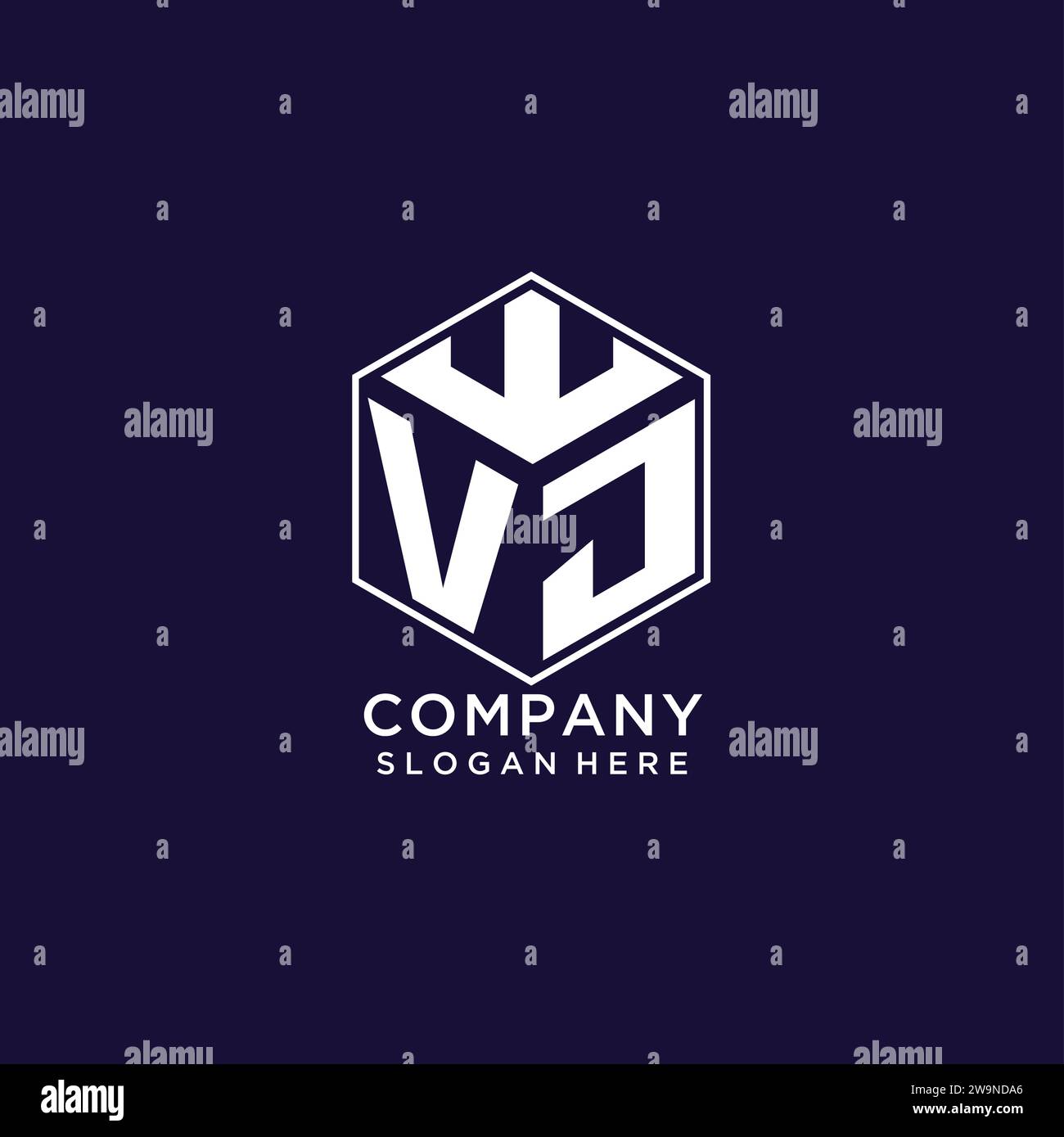 Initials VJ logo hexagon shape, creative geometric logo design concept ...