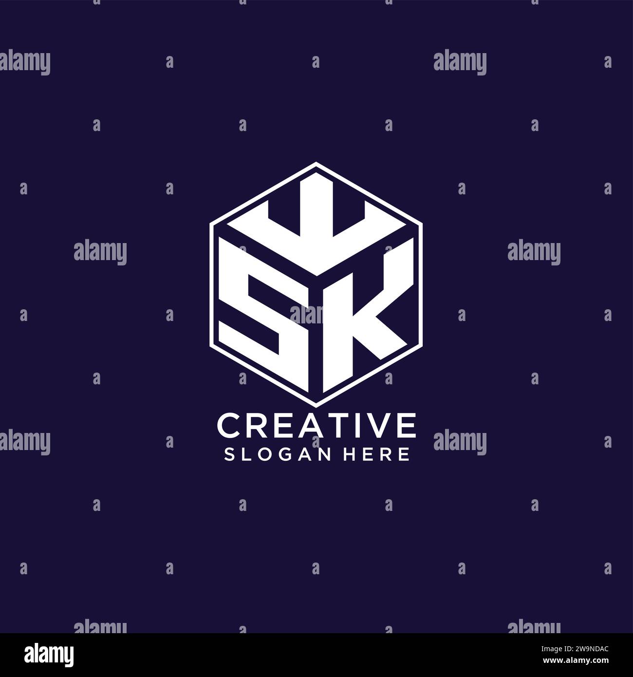 Initials SK logo hexagon shape, creative geometric logo design concept ...