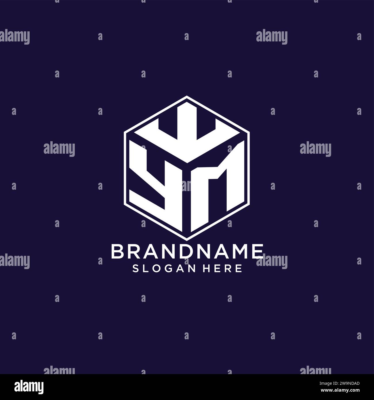 Initials YM logo hexagon shape, creative geometric logo design concept ...