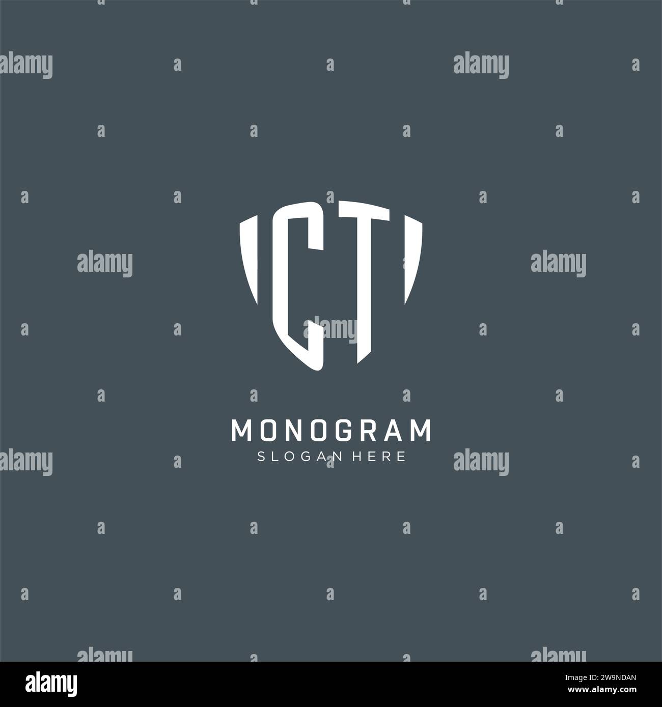 Initials CT logo shield guard shape, creative logo design concept ...