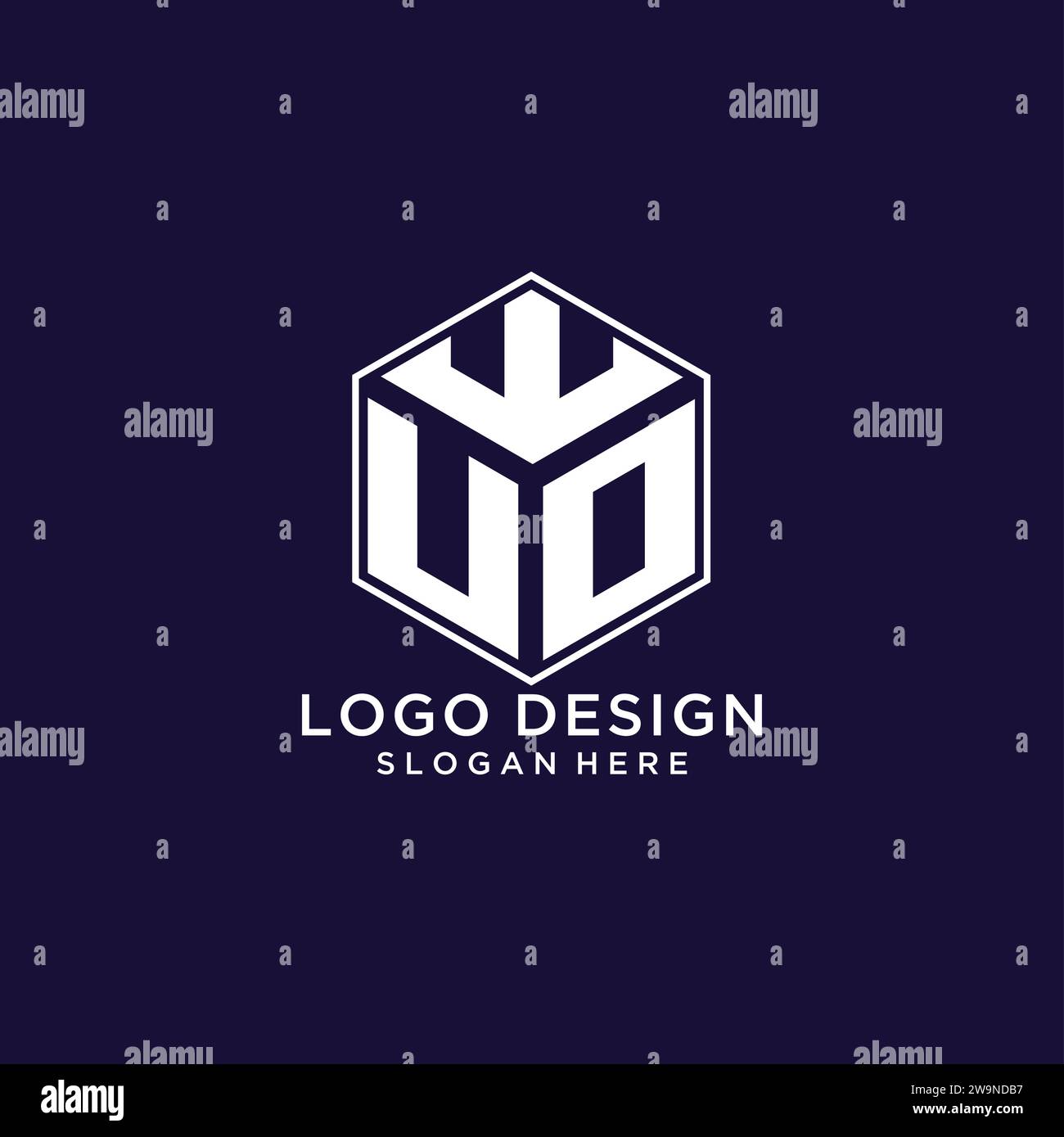 Initials UO logo hexagon shape, creative geometric logo design concept ...