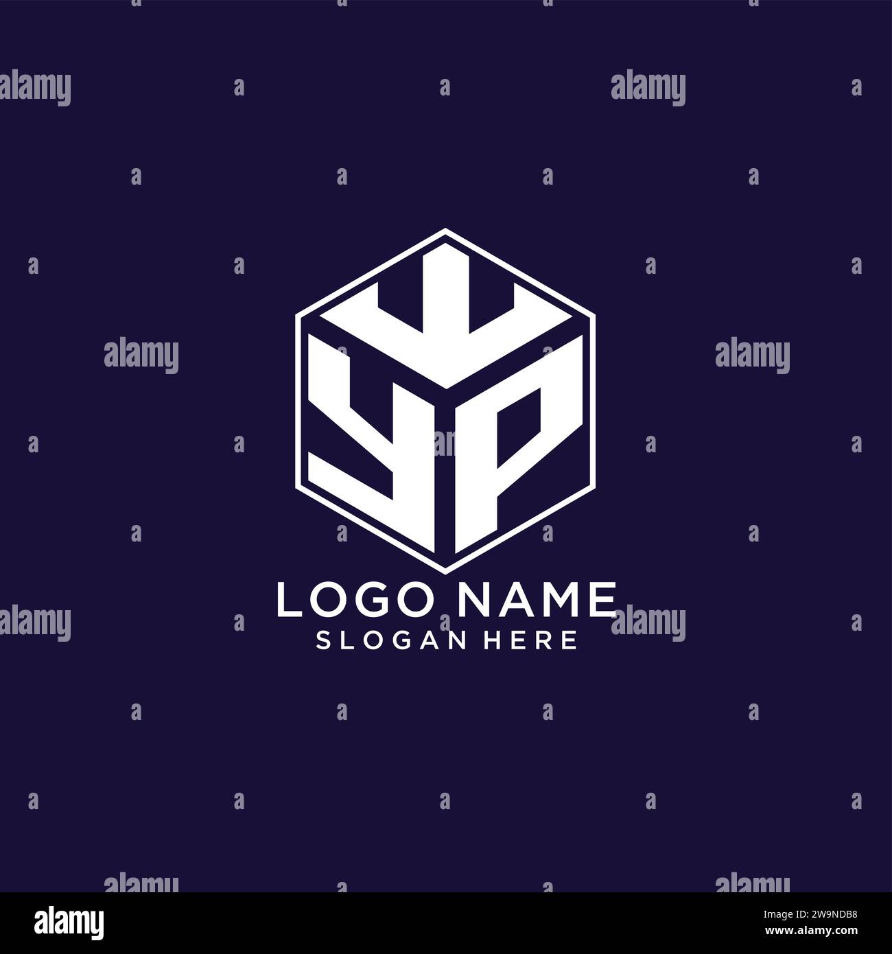 Initials YP logo hexagon shape, creative geometric logo design concept ...