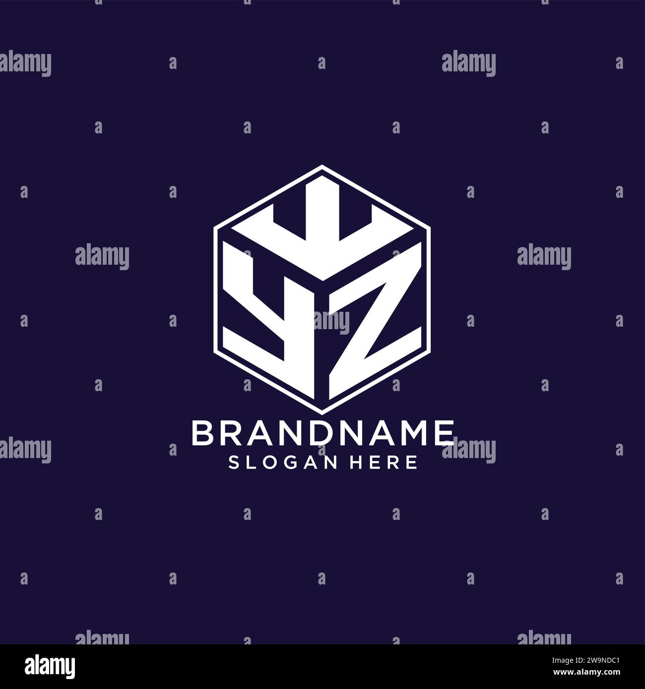 Initials YZ logo hexagon shape, creative geometric logo design concept vector graphic Stock ...