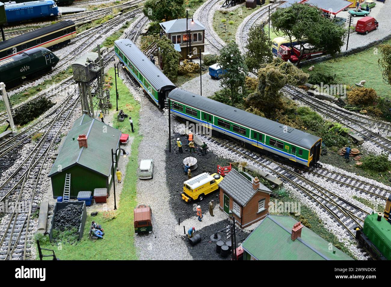 A model of a class 150 passing around the bend Stock Photo - Alamy