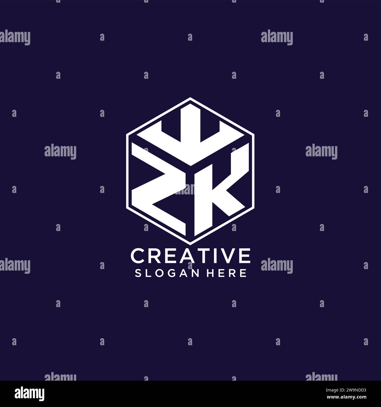 Initials ZK logo hexagon shape, creative geometric logo design concept ...