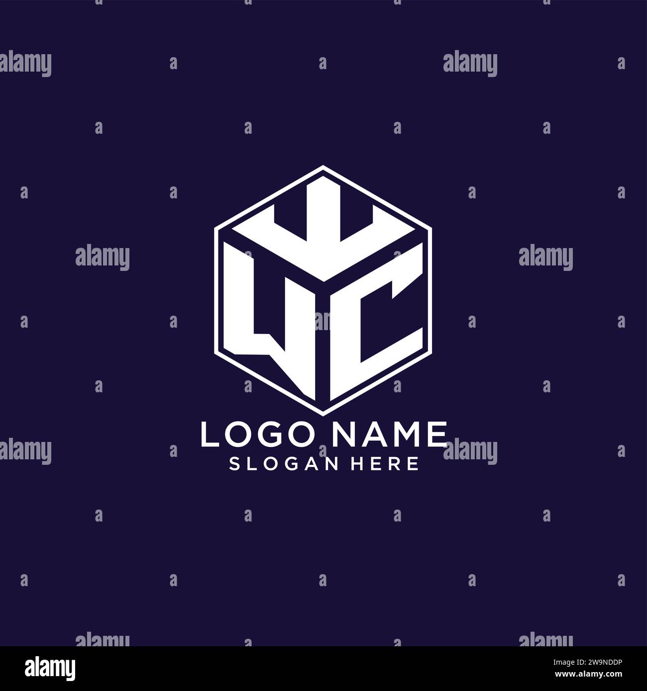 Initials WC logo hexagon shape, creative geometric logo design concept ...