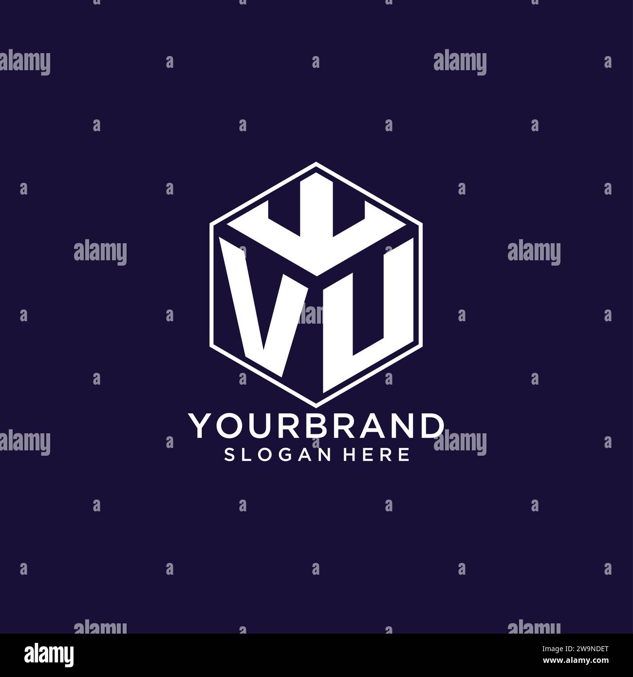 Initials VU logo hexagon shape, creative geometric logo design concept ...