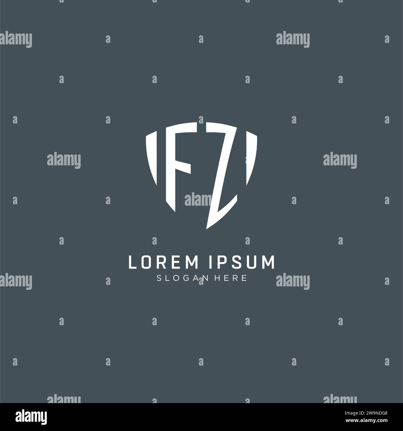 Initials FZ logo shield guard shape, creative logo design concept vector graphic Stock Vector ...