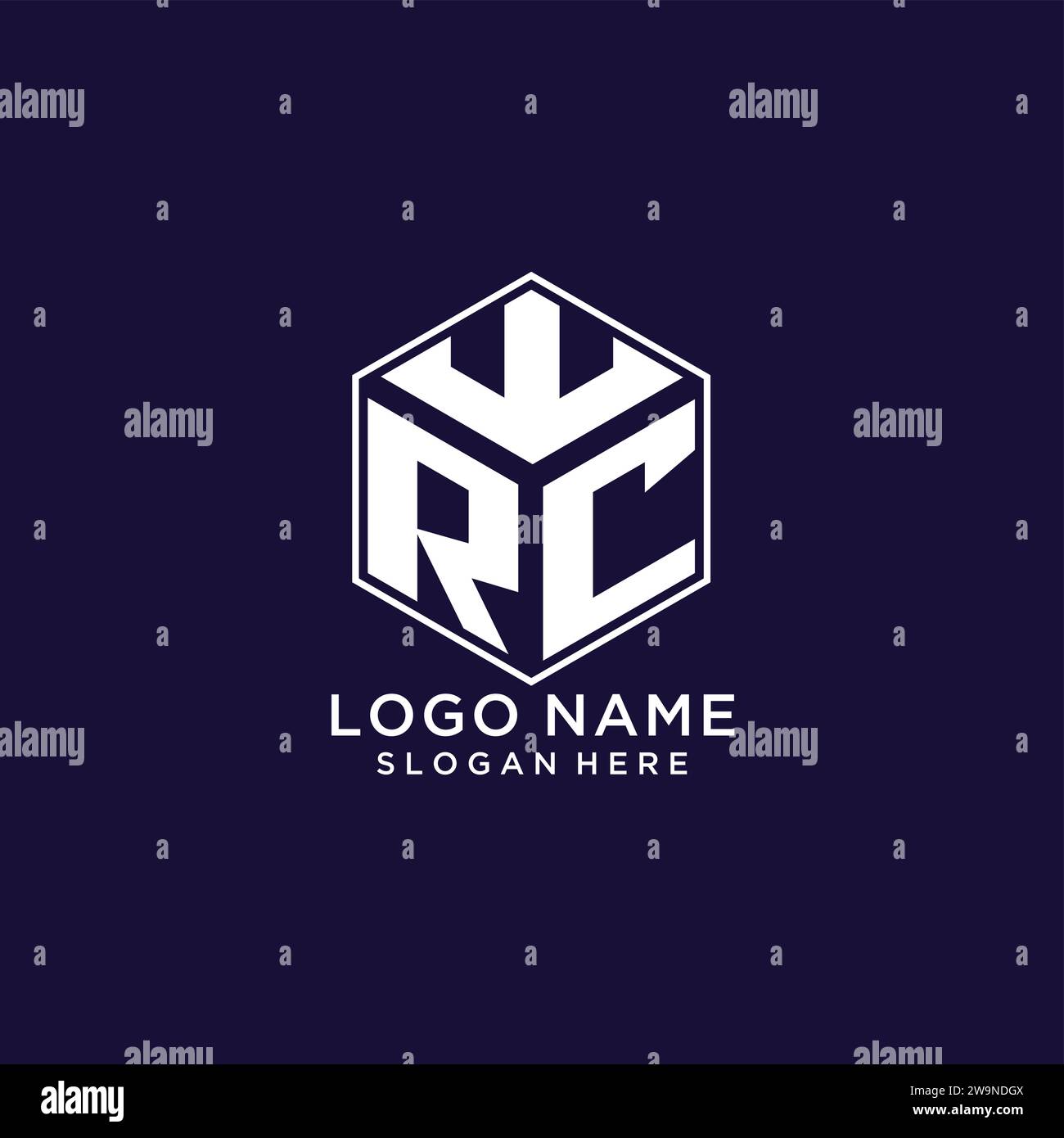 Initials RC logo hexagon shape, creative geometric logo design concept vector graphic Stock ...