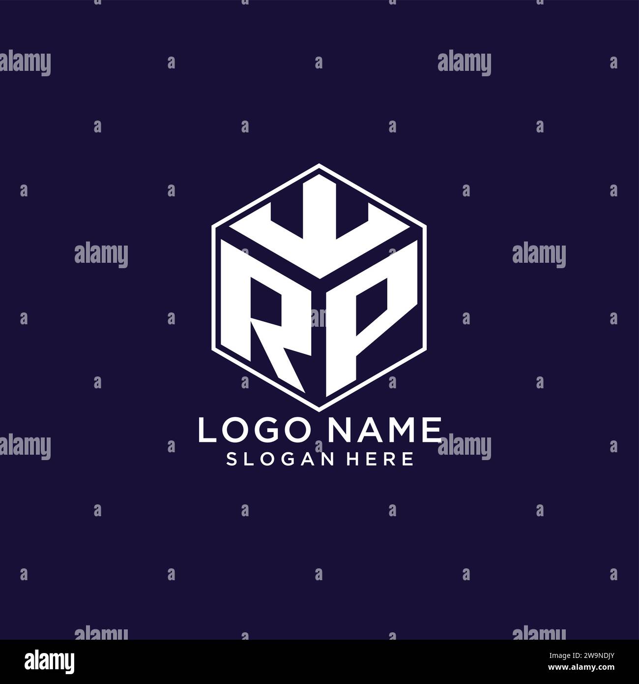Initials RP logo hexagon shape, creative geometric logo design concept vector graphic Stock ...