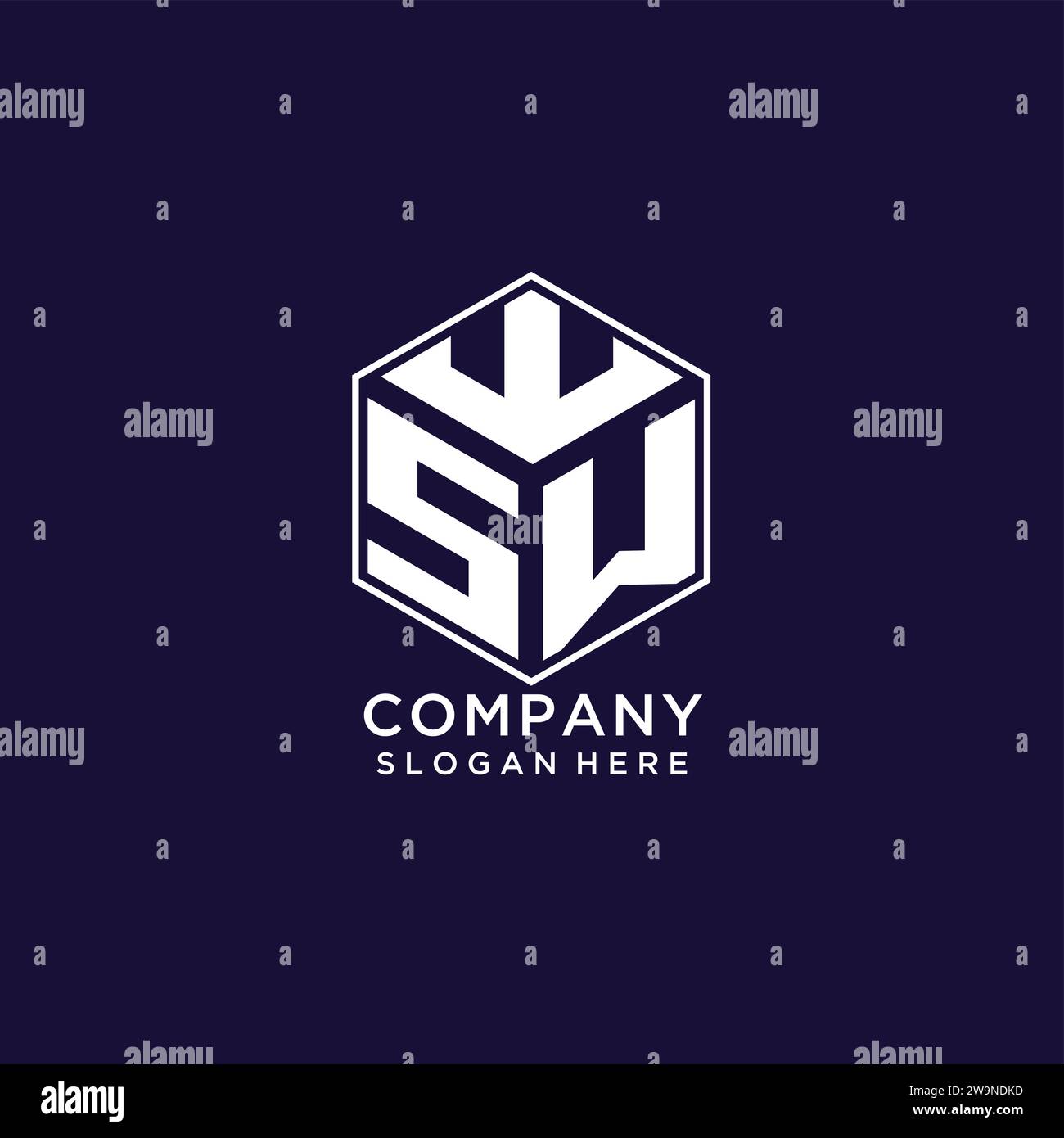 Initials SW logo hexagon shape, creative geometric logo design concept ...