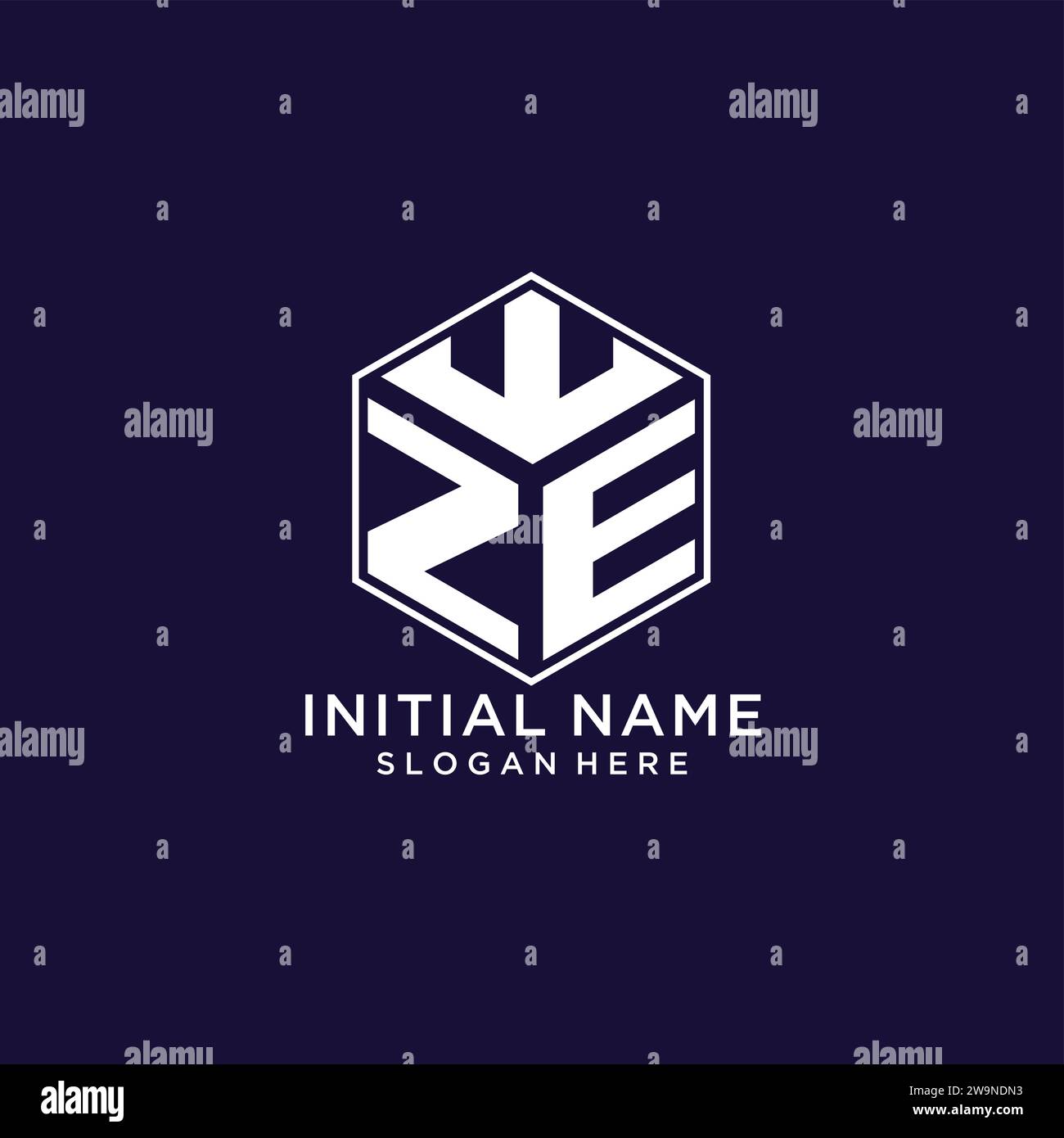 Initials ZE logo hexagon shape, creative geometric logo design concept ...