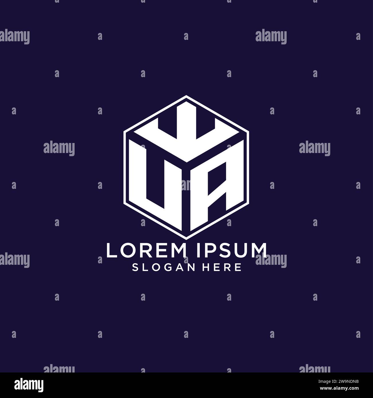 Initials UA logo hexagon shape, creative geometric logo design concept ...