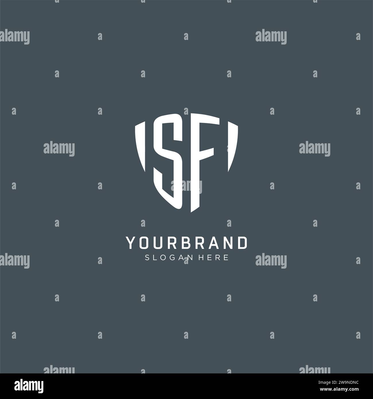 Initials SF logo shield guard shape, creative logo design concept ...