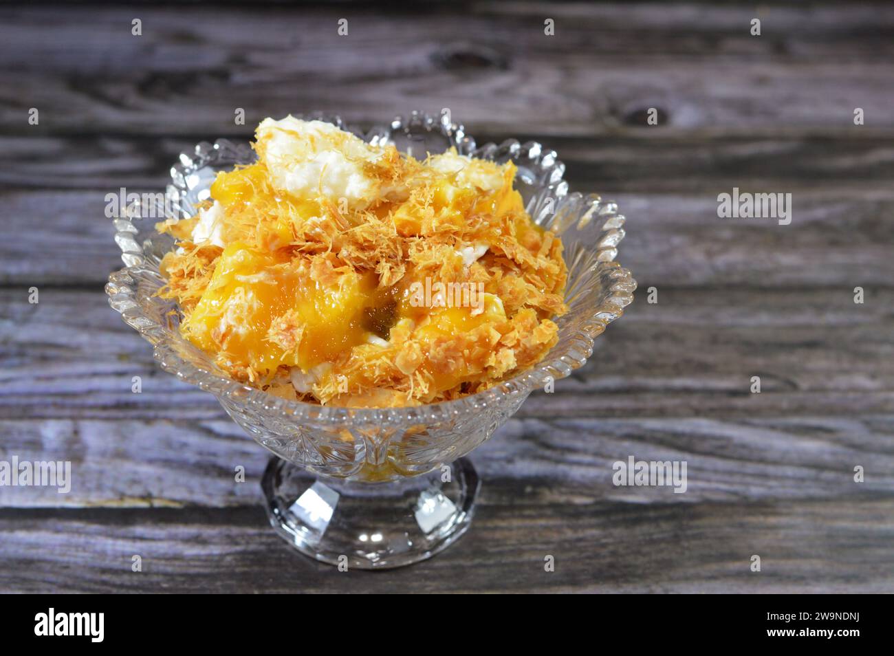 Mango pieces fillings inside Sweet Koshary recipe in Egypt made of ...