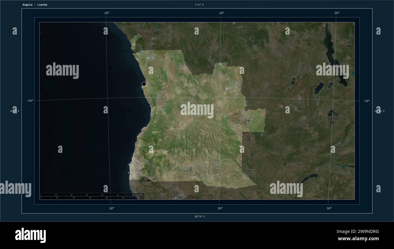 Angola highlighted on a high resolution satellite map map with the ...