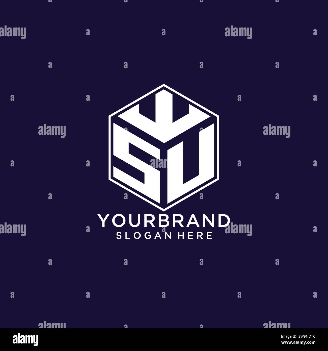 Initials SU logo hexagon shape, creative geometric logo design concept vector graphic Stock ...
