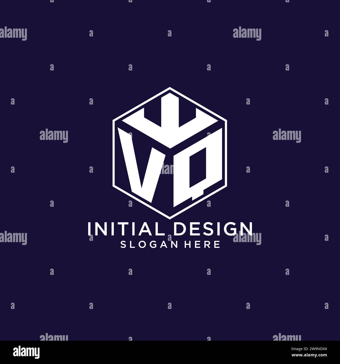 Initials VQ logo hexagon shape, creative geometric logo design concept ...