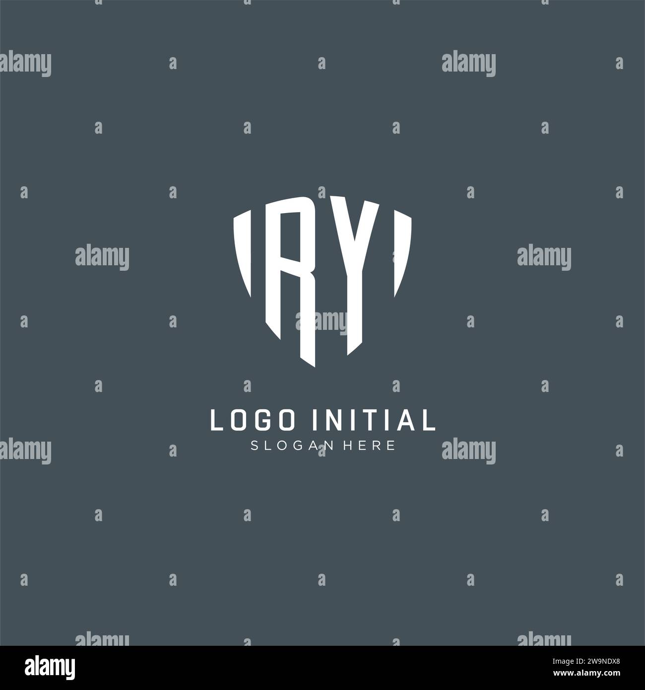 Initials RY logo shield guard shape, creative logo design concept ...