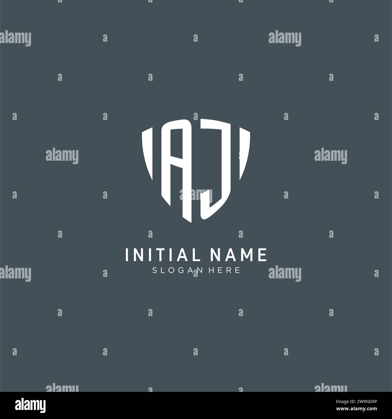 Initials AJ logo shield guard shape, creative logo design concept ...